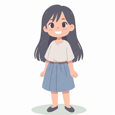 Premium Vector A Cartoon Character Of A Girl With Long Hair