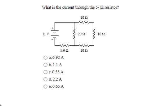 Solved What Is The Current Through The 5 Omega