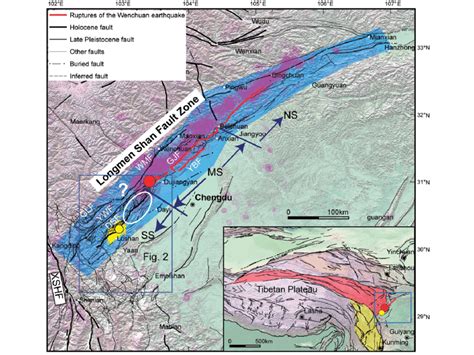 Fault Distribution Of The Longmen Shan Fault Zone Denoted By The Blue Download Scientific