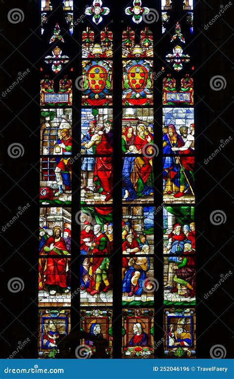Milan Italy Cathedral Church Milano Duomo Interior Stained Glass Window Editorial Photo