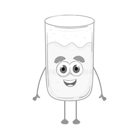 Happy Milk Glass Cartoon Kawaii Vector Stock Vector Illustration Of