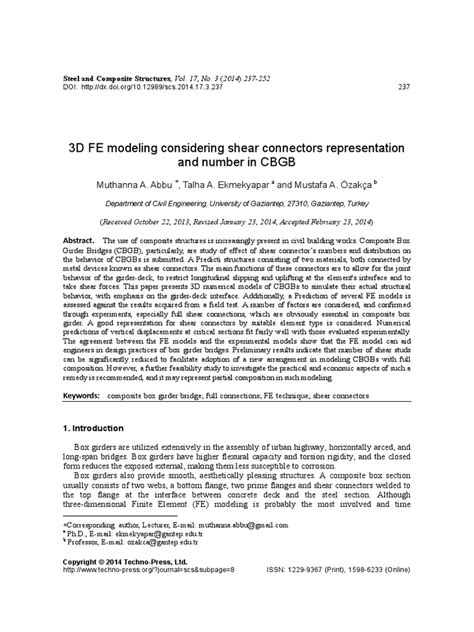 3d Fe Modeling Considering Shear Connect Pdf Strength Of Materials