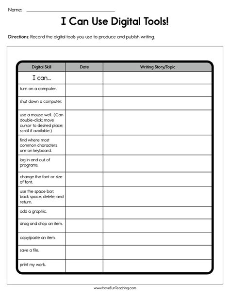I Can Use Digital Tools Worksheet Have Fun Teaching