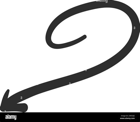 Simple Thick Hand Drawn Arrow Pointing Down And Making A Loop