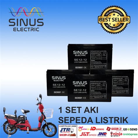 Jual AKI SEPEDA LISTRIK SELIS 12V 12AH 48V 12AH 1PAKET SINUS ELECTRIC