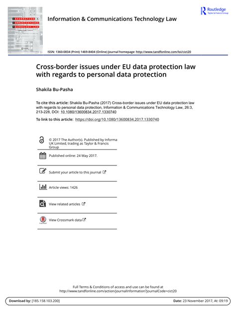 Pdf Cross Border Issues Under Eu Data Protection Law With Regards To