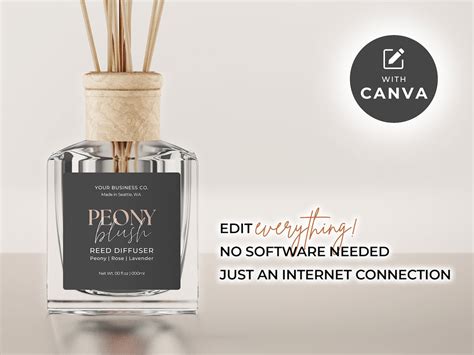 Reed Diffuser Label Template Canva Editable Modern Room Fragrance