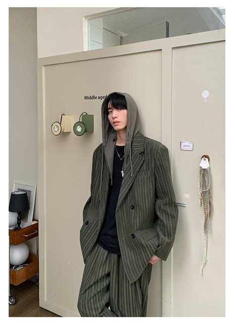 Fake Two Piece Hood Stripe Setup Or3605 韓国メンズファッション通販 Orun