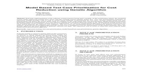 Model Based Test Case Prioritization For Cost Reduction Using Genetic