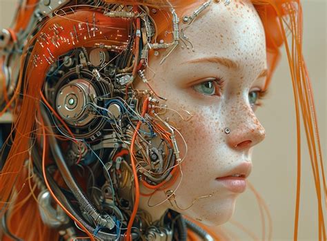 Premium Photo Closeup Of A Futuristic Female Android With Intricate