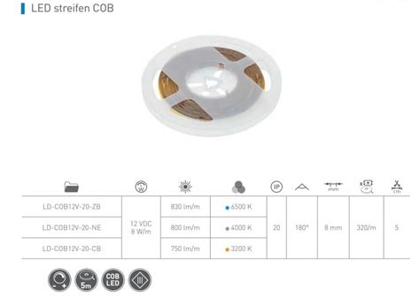 12V LED COB Flexible Strip Light 8mm