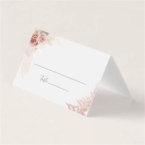 Pampas Grass Script Terracotta Wedding Place Card Zazzle