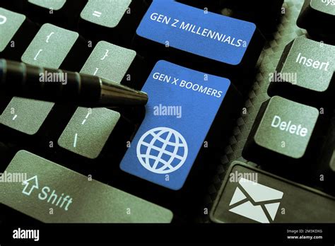 Text Sign Showing Gen Z Millennials Gen X Boomers Business Concept