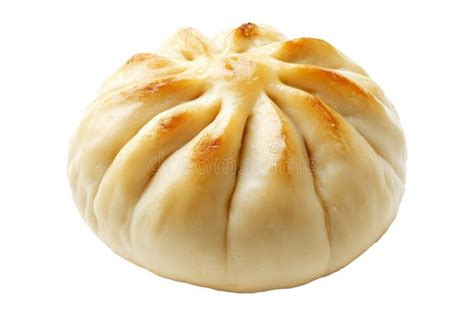 A Freshly Steamed Char Siu Bao Bun With A Golden Brown Top Isolated On
