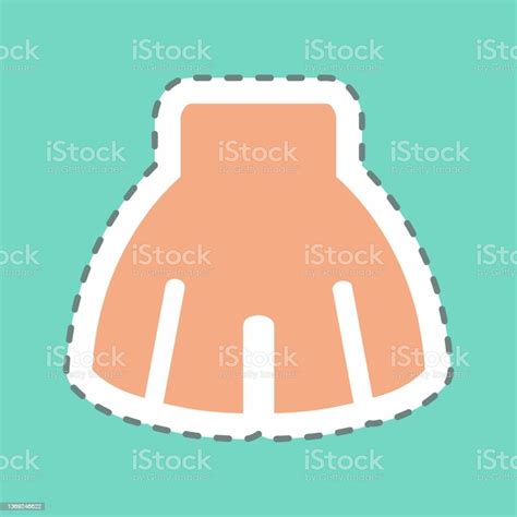 Sticker Skirt 2 Line Cutsimple Illustrationeditable Stroke Stock