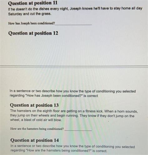 solved identify the type of operant conditioning that is