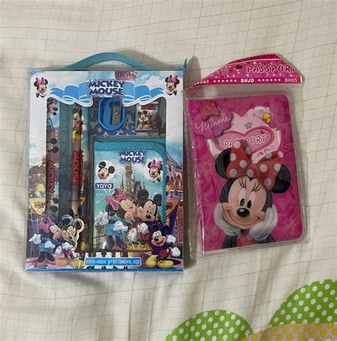 Mickey Mouse Stationery Set And Minnie Mouse Passport Holder Hobbies