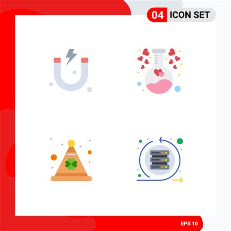 Group Of 4 Flat Icons Signs And Symbols For Attraction Festival