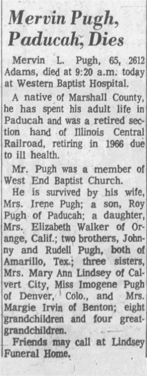 Mervin Pugh Obituary