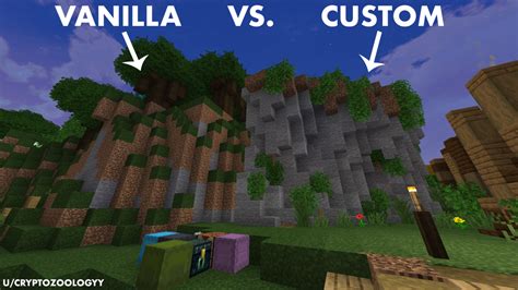Vanilla Vs Custom Cliff Face Terraforming Takes A Long Time But Its Defiantly Worth It