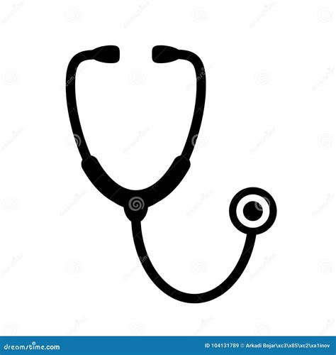 Stethoscope Black Silhouette Vector Icon Stock Vector Illustration Of