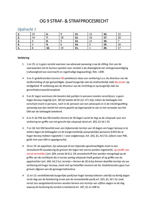 OG Straf OG STRAF STRAFPROCESRECHT Opdracht