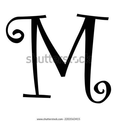 Curlz Alphabet M Upper Black Alphabet Stock Vector Royalty Free