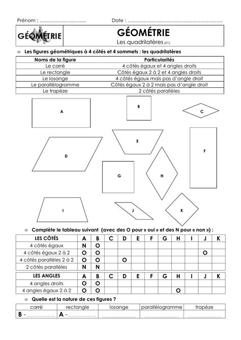 GÉOMÉTRIE Les quadrilatères