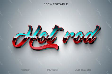 Hot Rod Vintage Cursive 3d Text Effect Free Photoshop Psd File