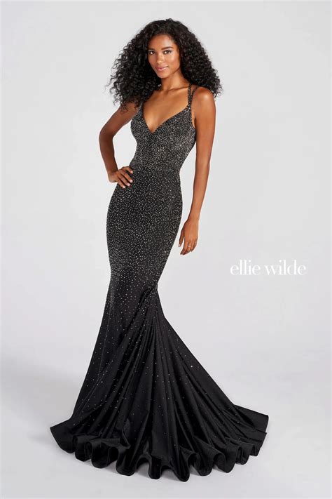 Powder Blue Ellie Wilde Ew122001 Mermaid Long Formal Beaded Prom Gown