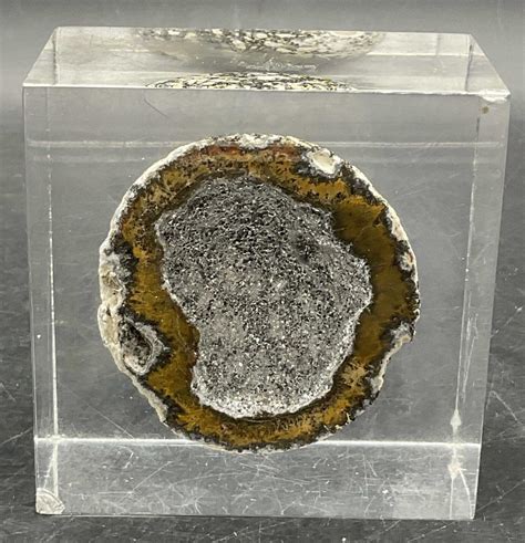 At Auction Lucite Encased Geode Specimen