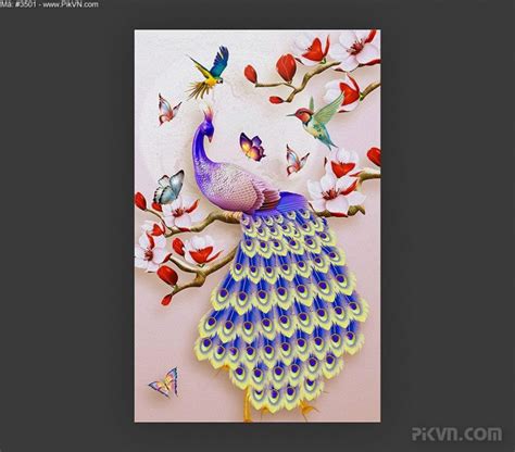 Tranh Con Công đẹp Quyền quý và rất Sang trọng File PSD Vector