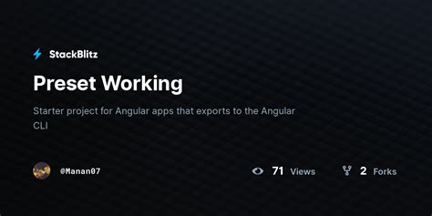 Preset Working Stackblitz