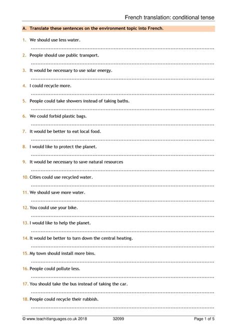 Translation Conditional Tense Ks4 French Teaching Resource Teachit