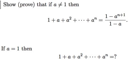 solved show prove that if a notequalto 1 then 1 a a 2