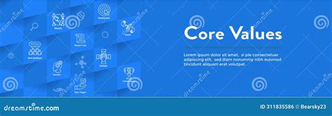 core values icon set and web header banner showing icons of core values