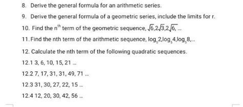 Solved 8 Derive The General Formula For An Arithmetic