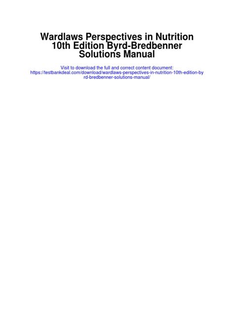 Wardlaws Perspectives In Nutrition 10th Edition Byrd Bredbenner