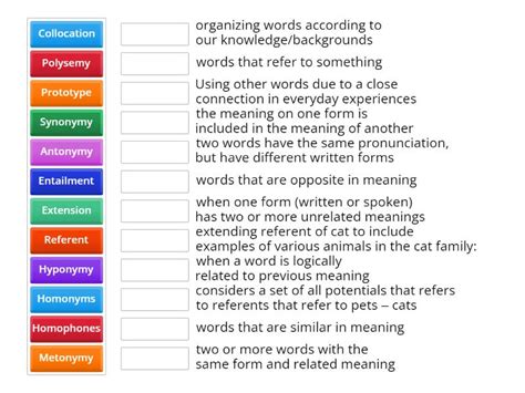 Semantic Relationships Semantics Activity Match Up
