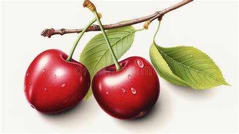 Cherry Isolated On White Background Neural Network Ai Generated Stock
