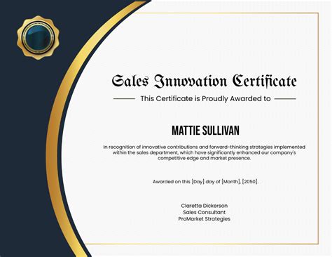 Free Sales Innovation Certificate Template To Edit Online