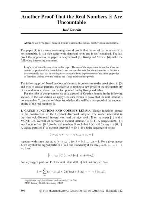 PDF Another Proof That The Real Numbers R Are Uncountable