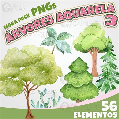 Kit Digital Arvores Aquarela 3 Pague 1 Leve 3 Elo7
