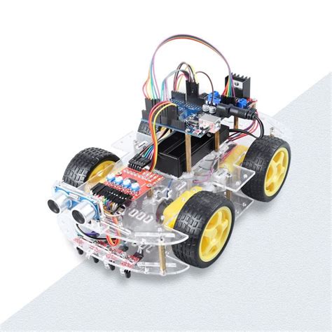 4wd รถหุ่นยนต์อัจฉริยะสำหรับ Arduino การเขียนโปรแกรมเริ่มต้นหุ่นยนต์
