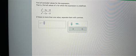 find all excluded values for the expression that is