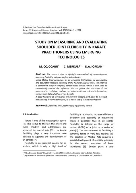 PDF STUDY ON MEASURING AND EVALUATING SHOULDER JOINT FLEXIBILITY IN