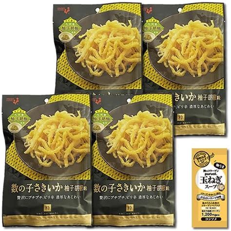Amazon 数の子さきいか 柚子胡椒味 38g 4袋セット 井上食品 コラーゲン玉ねぎスープ1食付き ノーブランド品 お