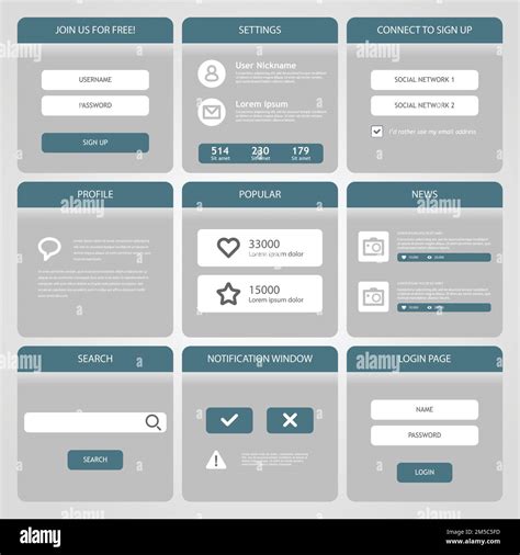 Flat Mobile Ui Design Simple Mobile Phone Buttons Forms Windows And