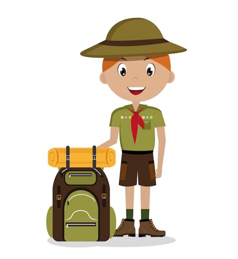 Premium Vector Scout Character With Travel Bag Isolated Icon Design