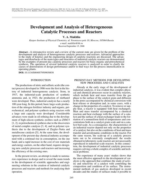 Pdf Development And Analysis Of Heterogeneous Catalytic Processes And